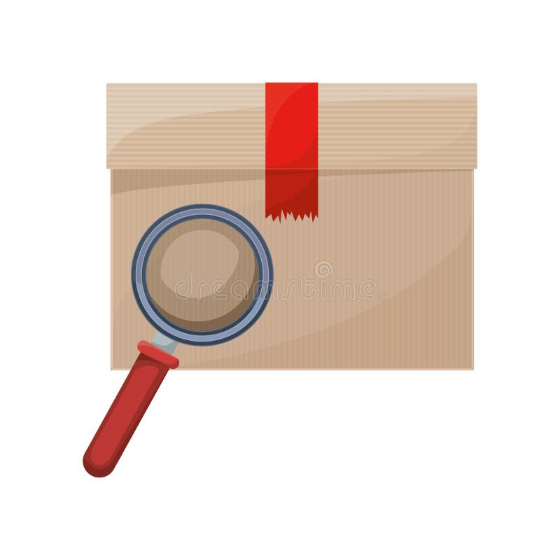 Sealed Box with Magnifying Glass Stock Vector - Illustration of cargo ...