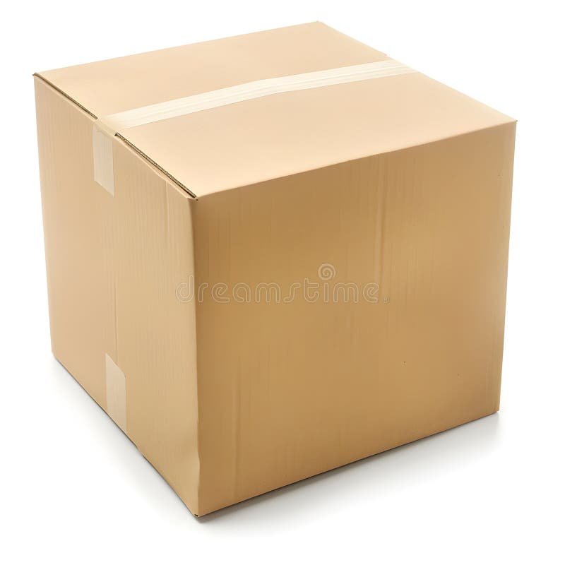 Sealed Cardboard Box on White Background Stock Image - Image of blank ...