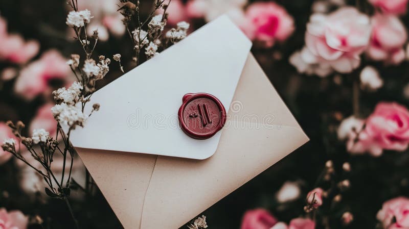 Sealed Envelope, Flowers, Garden, Romantic Note, Wedding Stock Image ...