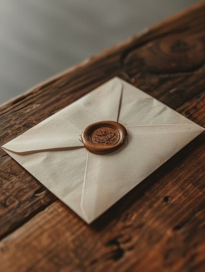 A Sealed Envelope with a Wax Stamp on a Wooden Table. Stock Image ...