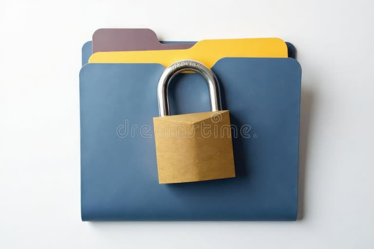 Sealed File Folder, Padlock on White Backdrop , Closed, Safe Stock ...