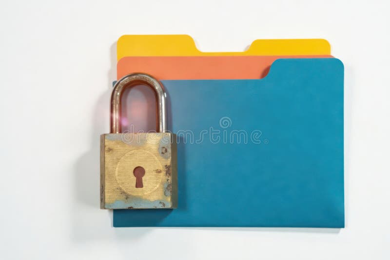 Sealed File Folder, Padlock on White Backdrop , Discreet, Unseen Stock ...