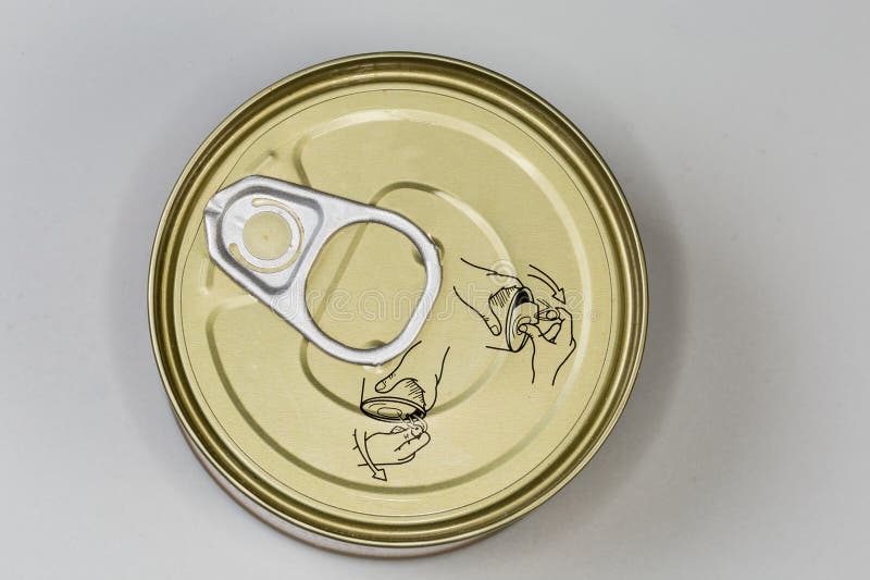 Sealed Food Tin Can with Ring-pull Tab, Top View Stock Photo - Image of ...