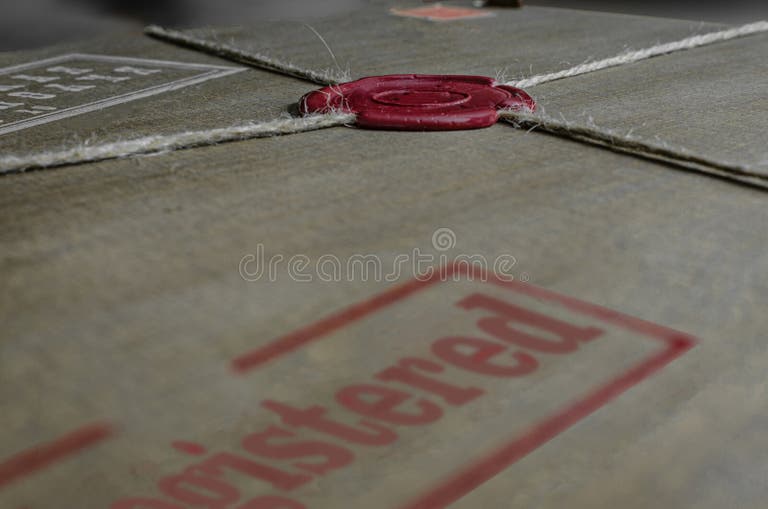 Sealed Parcel with Wax Stamp and Custom Label Stock Photo - Image of ...