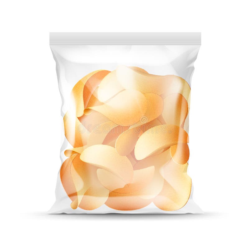 Sealed Transparent Plastic Bag Full of Chips Stock Vector ...
