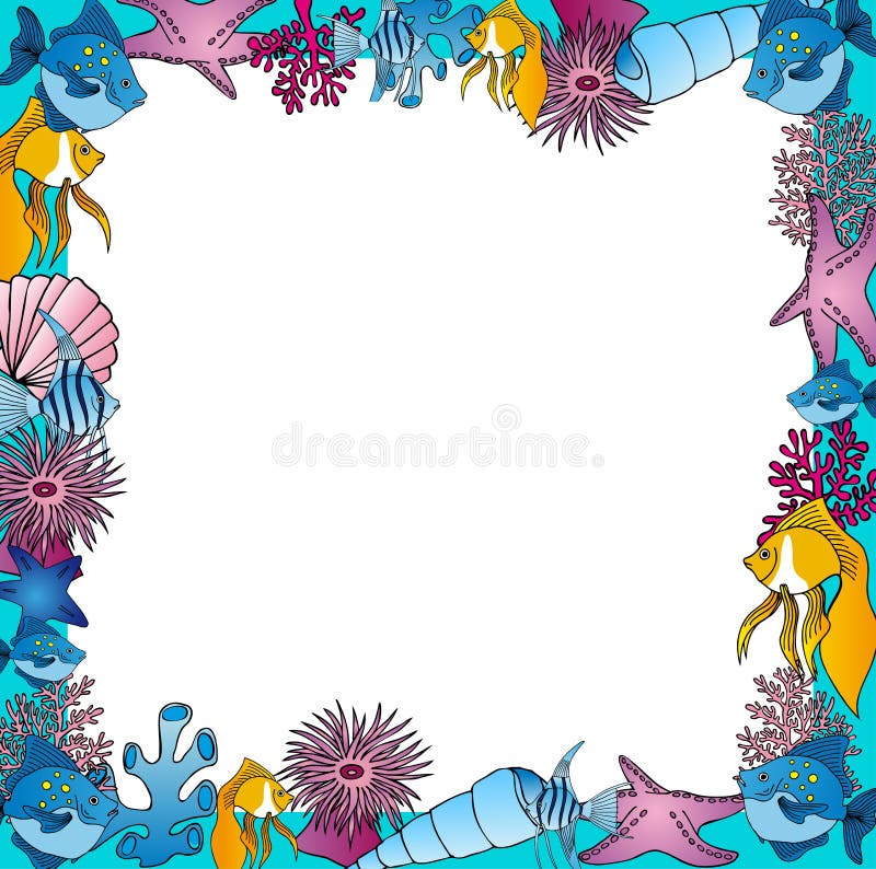 Sea photo frame stock vector. Illustration of aqua, botany - 32786070