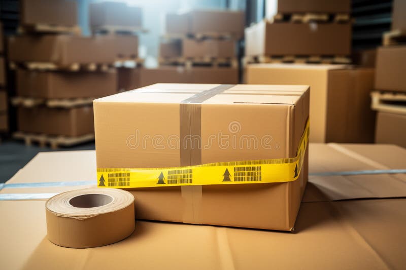 Sealing a Cardboard Box with Packing Tape. Generative AI Stock Photo ...