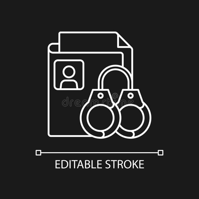 Sealing Criminal Records White Linear Icon for Dark Theme Stock Vector ...