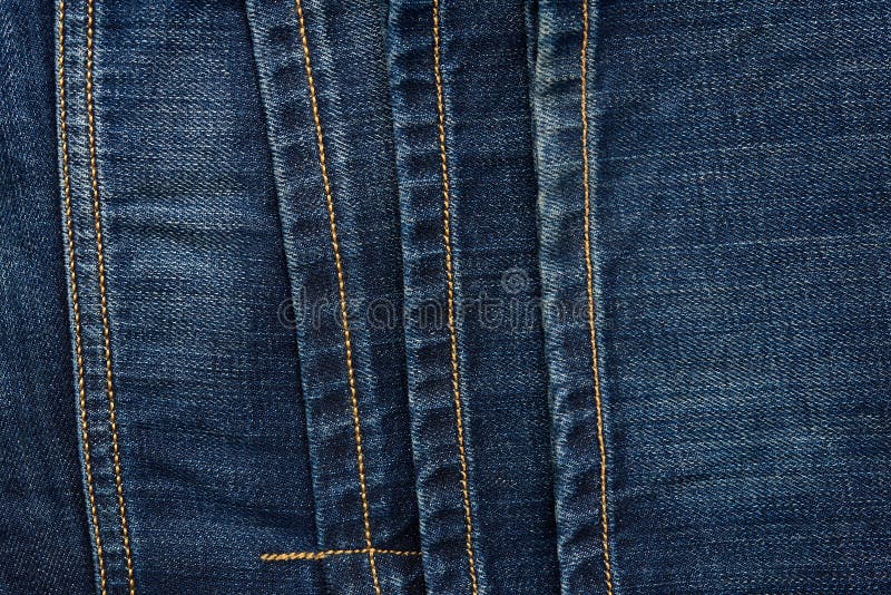 Seam on Blue Jeans with Brown Thread, Full Frame Stock Image - Image of ...
