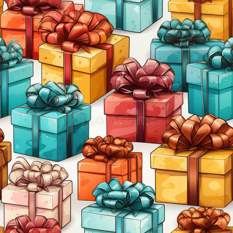 Seam Pattern Gift Boxes Tied with Ribbon. Stock Illustration ...