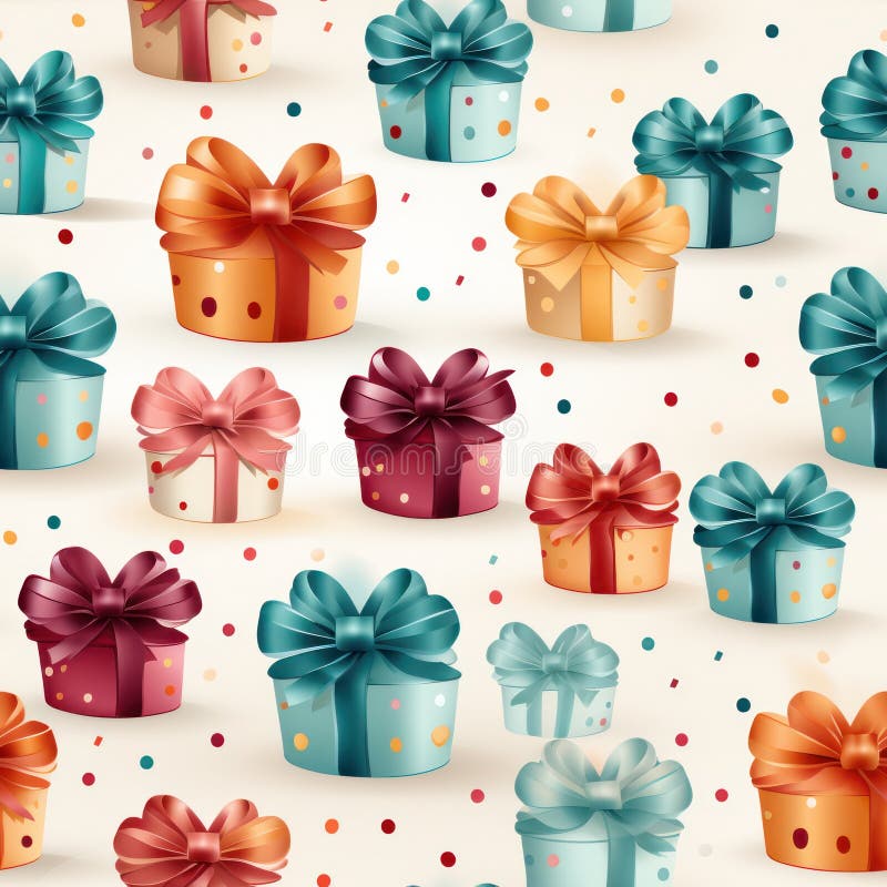 Seam Pattern Gift Boxes Tied with Ribbon. Stock Illustration ...