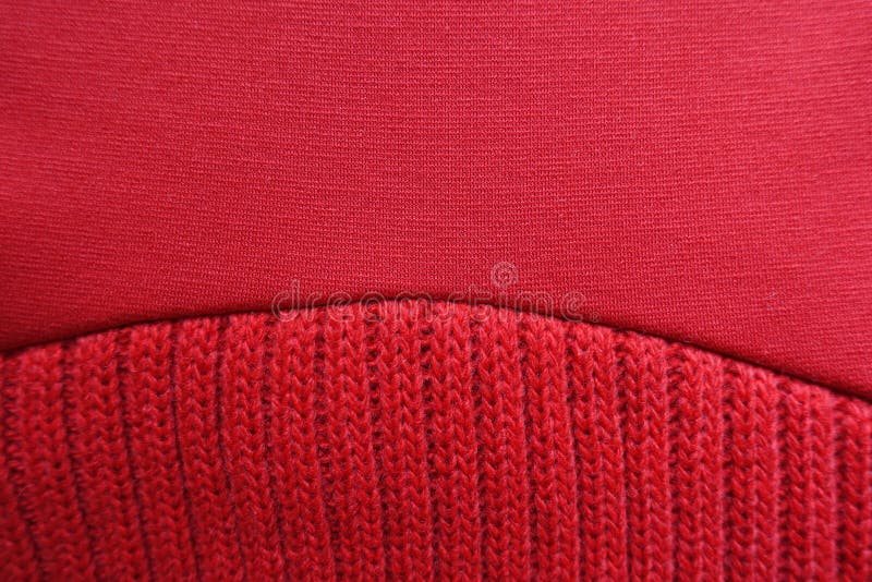 Seam between Two Different Red Fabrics Stock Photo - Image of relief ...