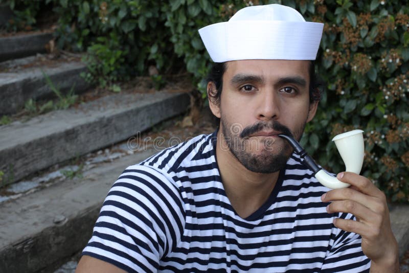 Seaman with Classic Look Smoking Stock Photo - Image of american ...