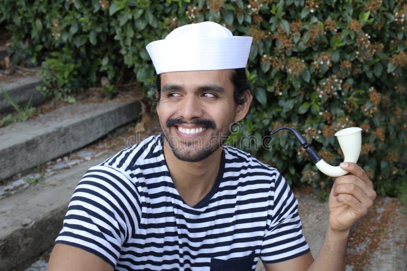 Seaman with Classic Look Smoking Stock Image - Image of captain, male ...