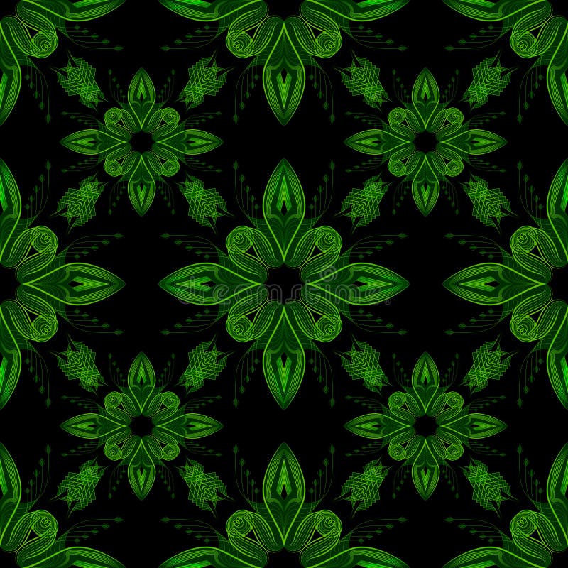 Seamles Abstract Decor Ornamental Green Black Pattern Stock ...