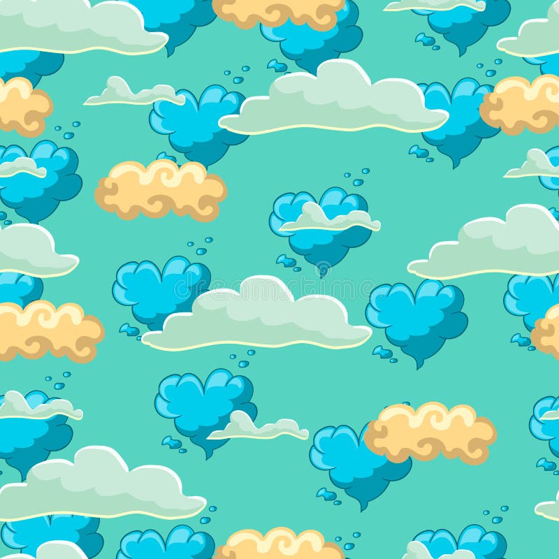 Seamles Pattern with Cartoon Cloud and Star Stock Vector - Illustration ...