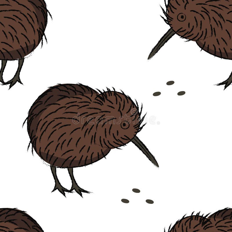Seamles Pattern with Cute Kiwi Bird Stock Vector - Illustration of ...