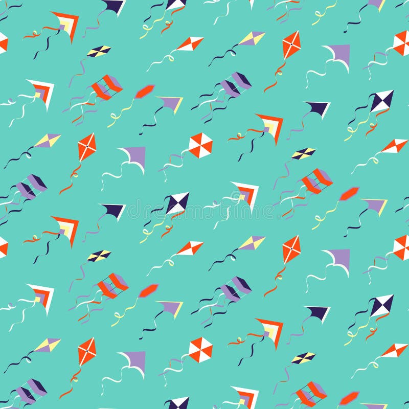 Seamles Pattern with Different Kites Stock Illustration - Illustration ...