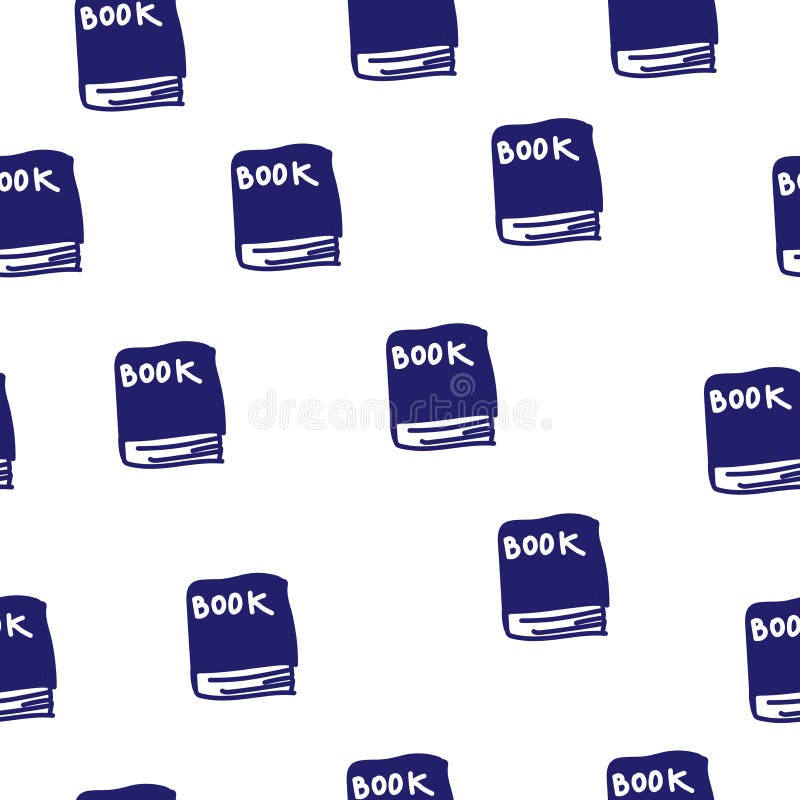 Seamles Pattern. Hand Drawn Blue Book Doodle Illustration Picture for ...