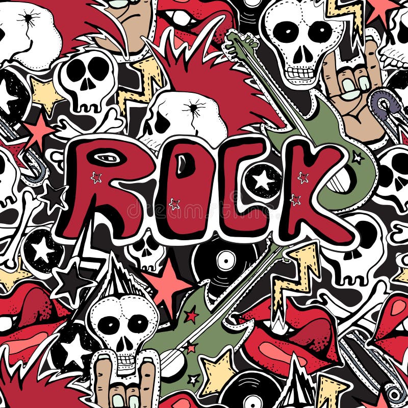 Seamles Pattern. Punk Rock Abstract Background. Stock Illustration ...
