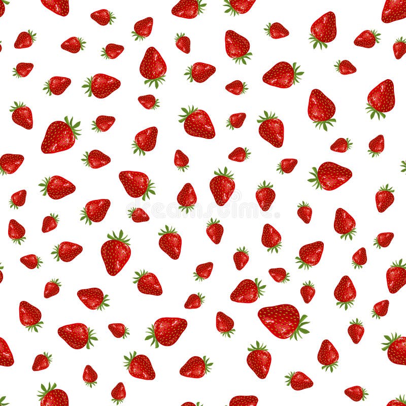 Seamles Strawberry Pattern on White Background Stock Vector ...