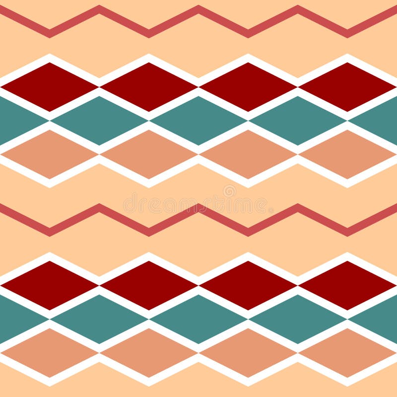 Seamless Abstract Background with Rhombic Pattern and Zigzags. Vector ...