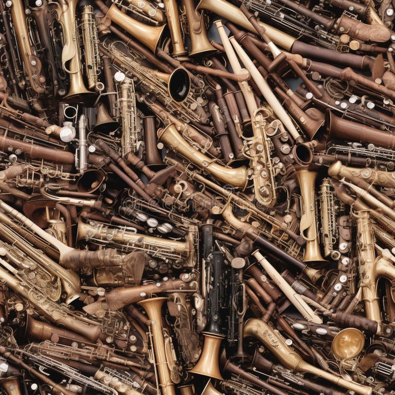 Seamless Abstract Background Tile with a Music Theme of Wind ...