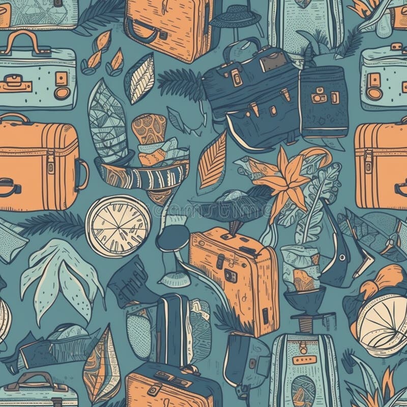 Vacation Themed Seamless Abstract Background Tile with a Travel Vibe ...