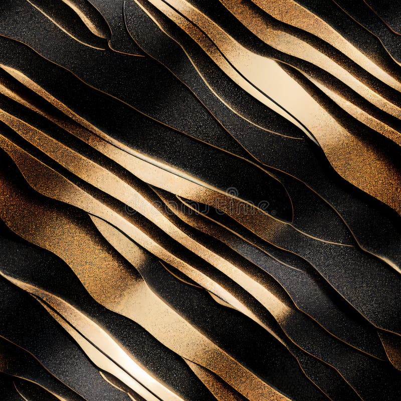 Seamless Abstract Black and Gold Wave Stock Illustration - Illustration ...
