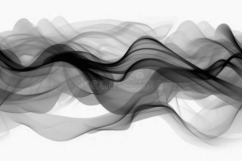 Seamless Abstract Black Smoke Pattern on Pure White Background Stock ...