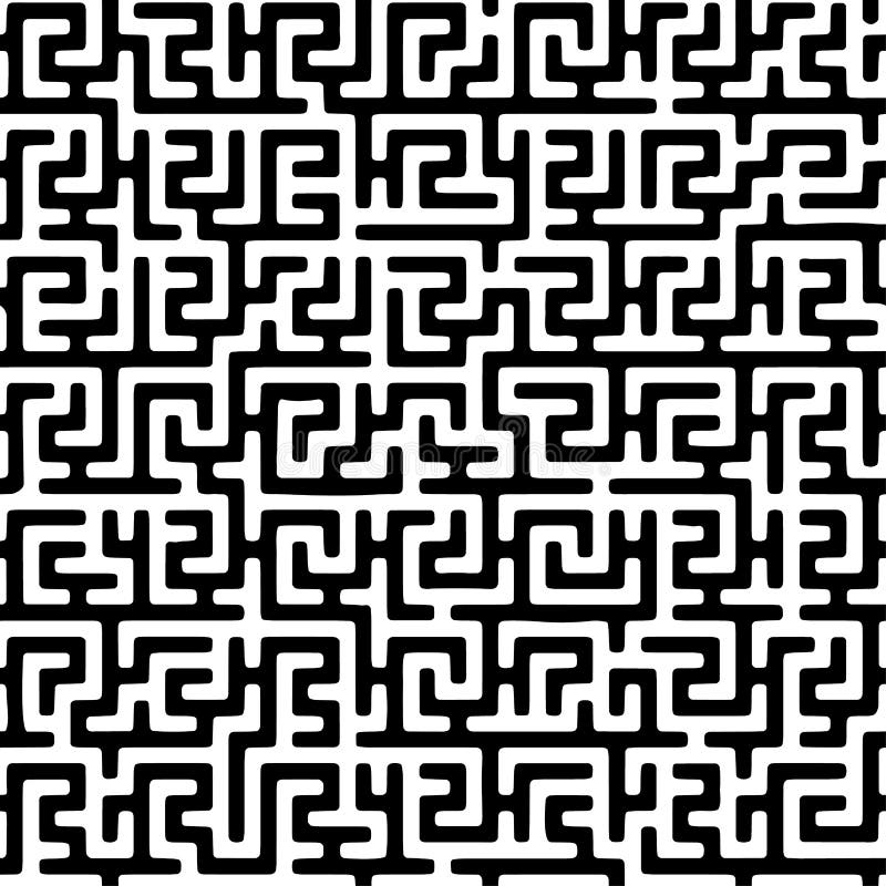 Seamless Abstract Black and White Pattern of Maze Stock Vector ...