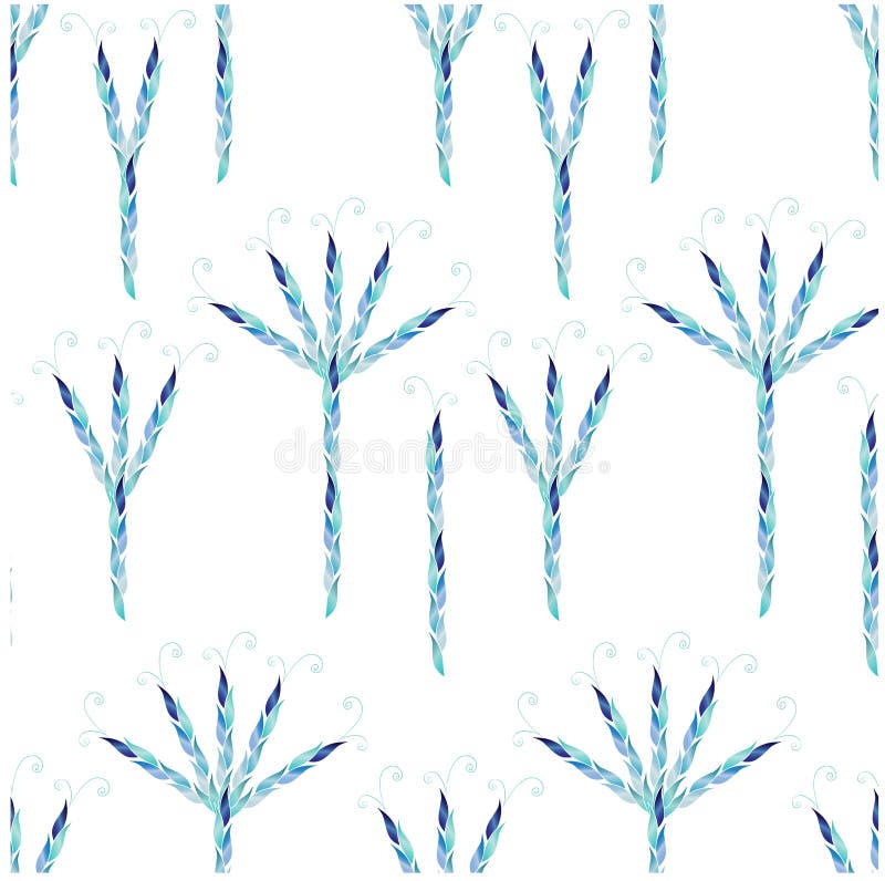 Seamless Abstract Blue Trees on White Background Stock Vector ...