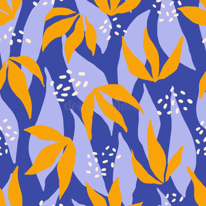 Seamless Abstract Botanical Patterns. Primitive Leaf Prints, Background ...