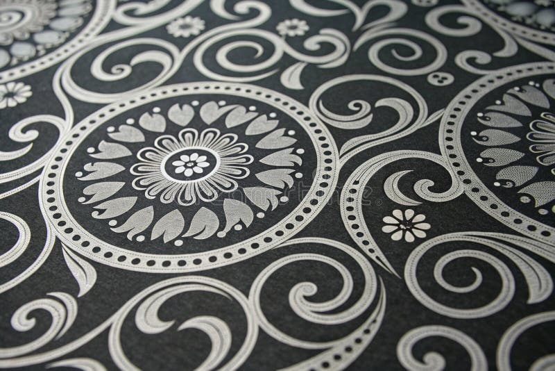 Seamless Abstract Circular Pattern on Black Background Stock ...