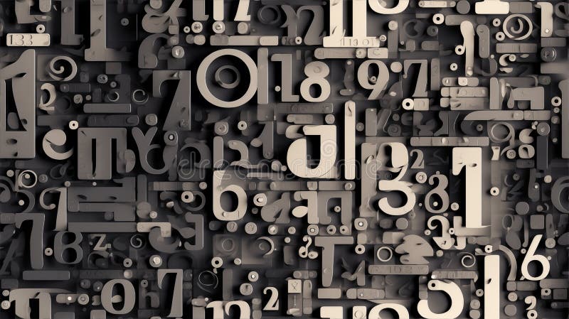 Seamless Abstract Composition of Various Numbers and Symbols on a Dark ...