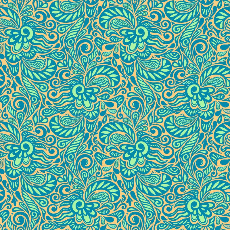 Seamless Abstract Curly Floral Pattern Stock Illustration ...