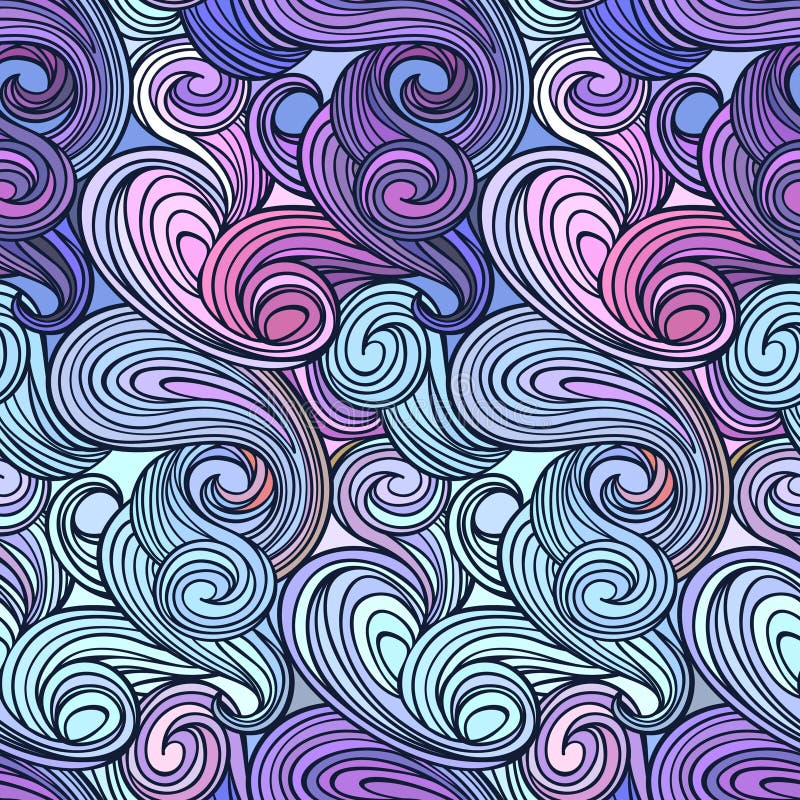 Seamless Abstract Curly Wave Pattern Stock Illustration - Illustration ...