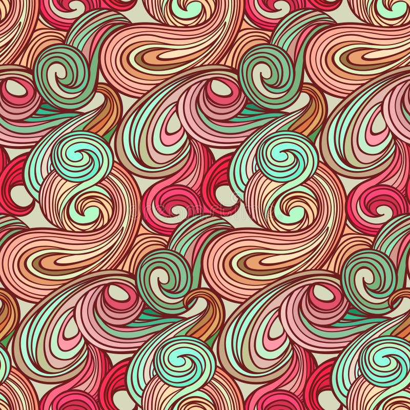 Seamless Abstract Curly Wave Pattern Stock Illustration - Illustration ...
