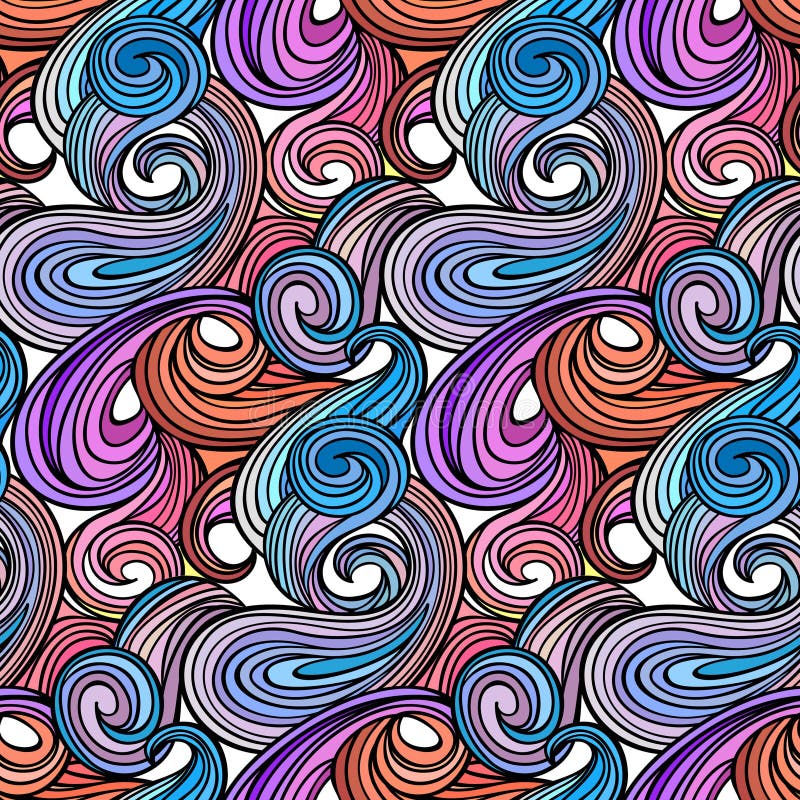 Seamless Abstract Curly Wave Pattern Stock Illustration - Illustration ...