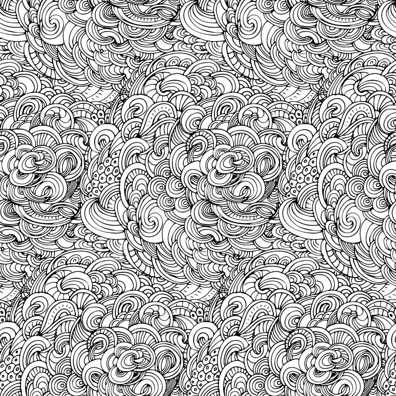Seamless Abstract Doodle Curly Pattern. Hand Drawing Vector ...