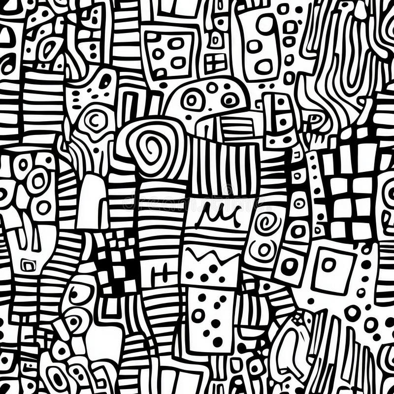 Seamless Abstract Doodle Pattern: Intricate and Playful Design for ...