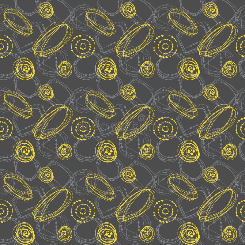 Seamless Abstract Doodles Pattern, Hand Drawing, Yellow and Gray Color ...