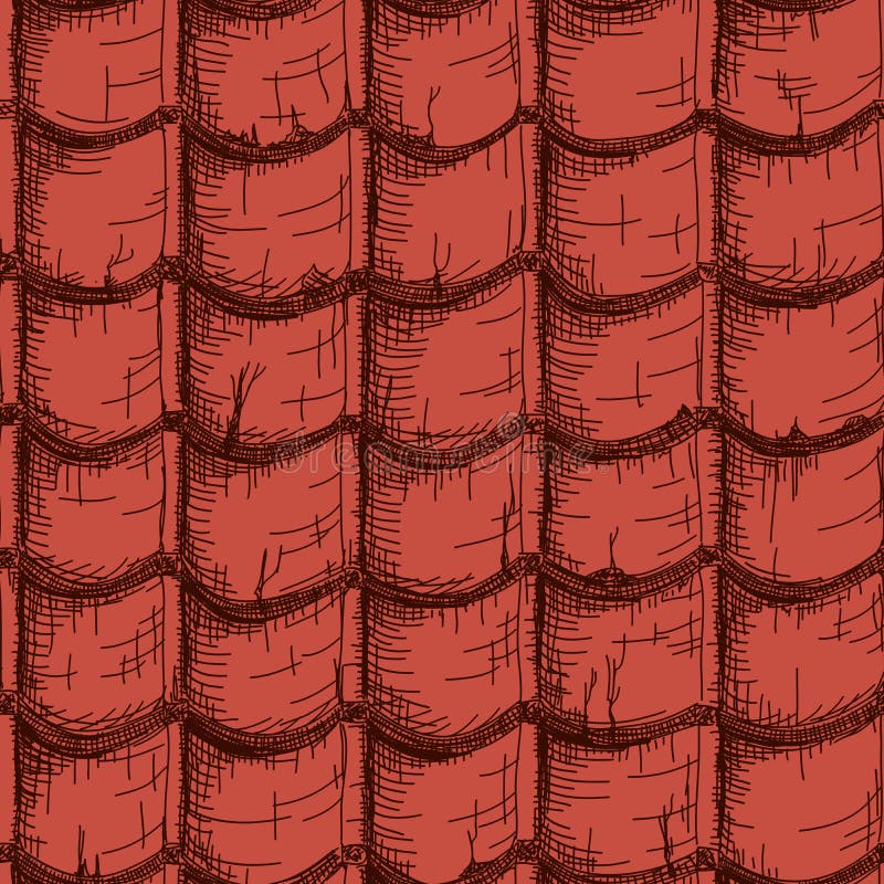 Seamless Abstract Drawn Red Roof Tile. Stock Vector - Illustration of ...