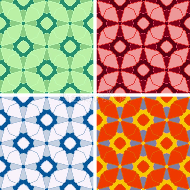 Seamless Abstract Figures Pattern Set Stock Vector - Illustration of ...