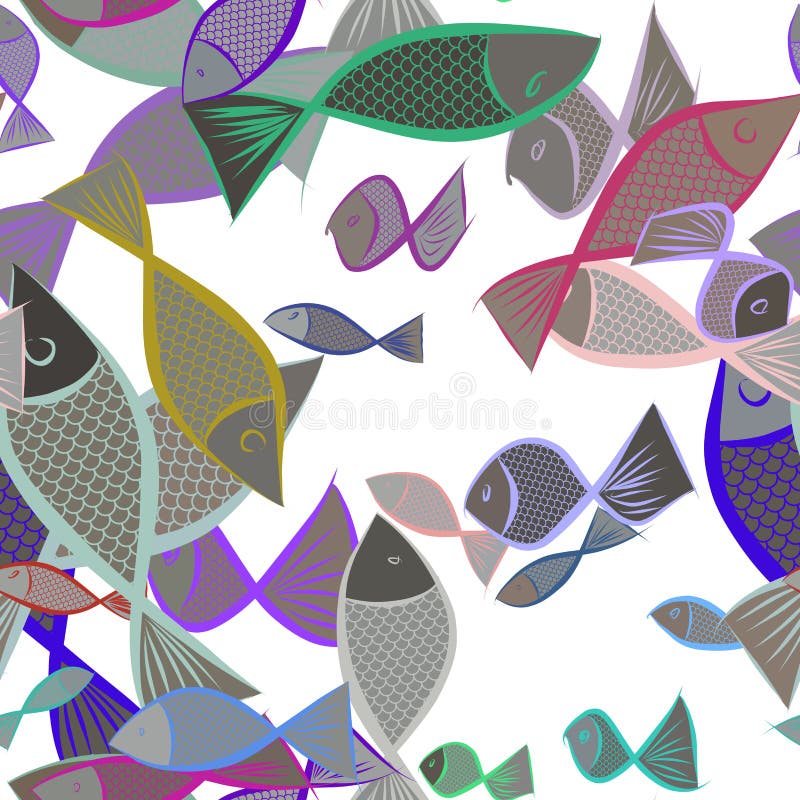 Seamless Abstract Fish Illustrations Background. Design, Graphic ...