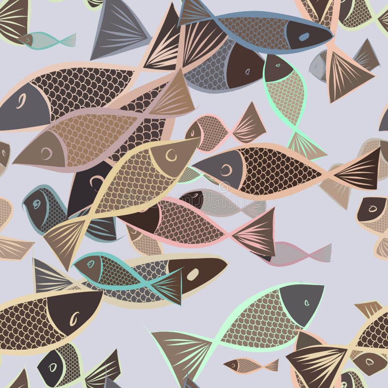 Seamless Abstract Fish Illustrations Background. Style, Creative ...