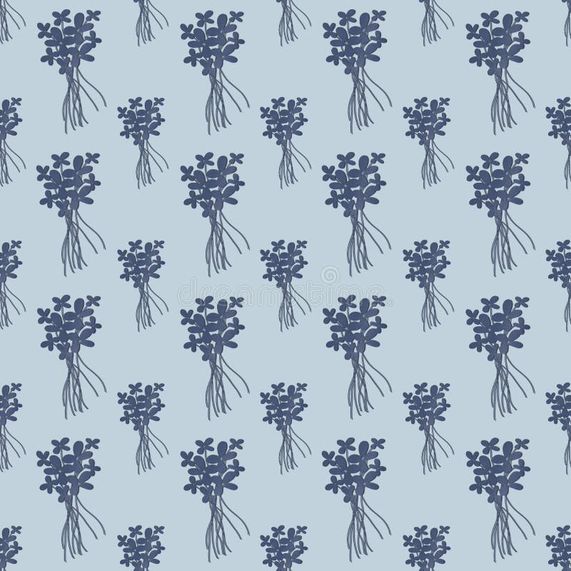 Abstract Floral Pattern with Bouquet of Blue Flowers Stock Illustration ...
