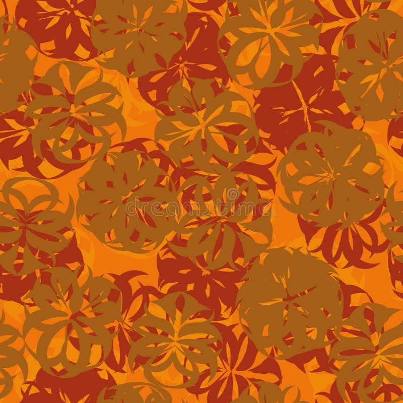 Seamless Abstract Floral Vector Pattern in Rust, Orange and Red Colors ...