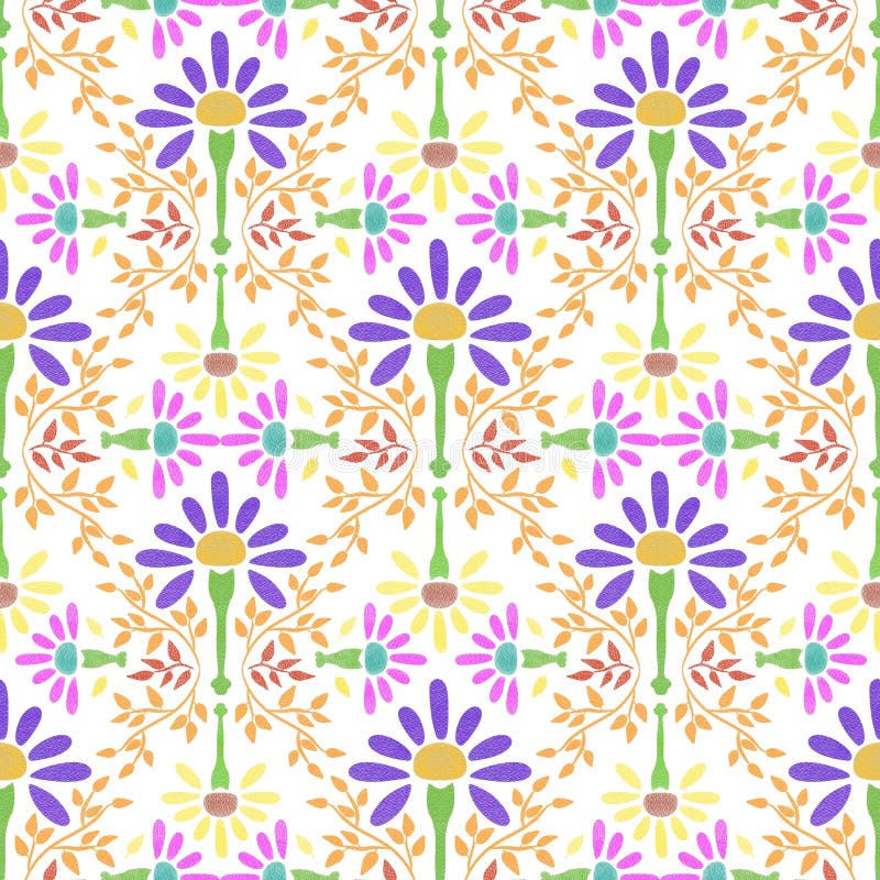 Seamless Abstract Flower Art on Pattern for Background and Backdrop ...