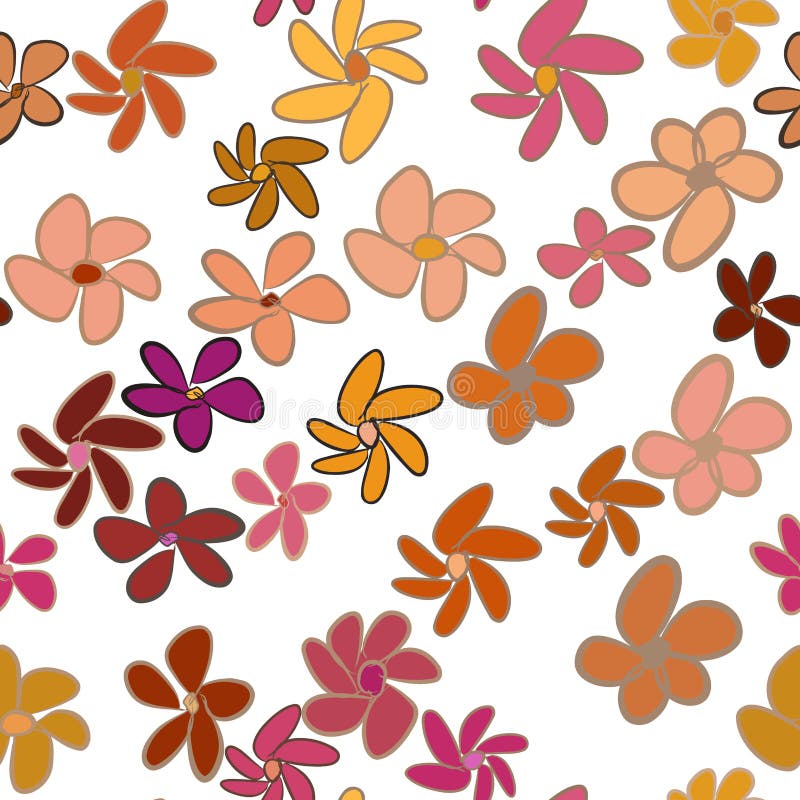 Seamless Abstract Flower Illustrations Background. Messy, Set, Canvas ...